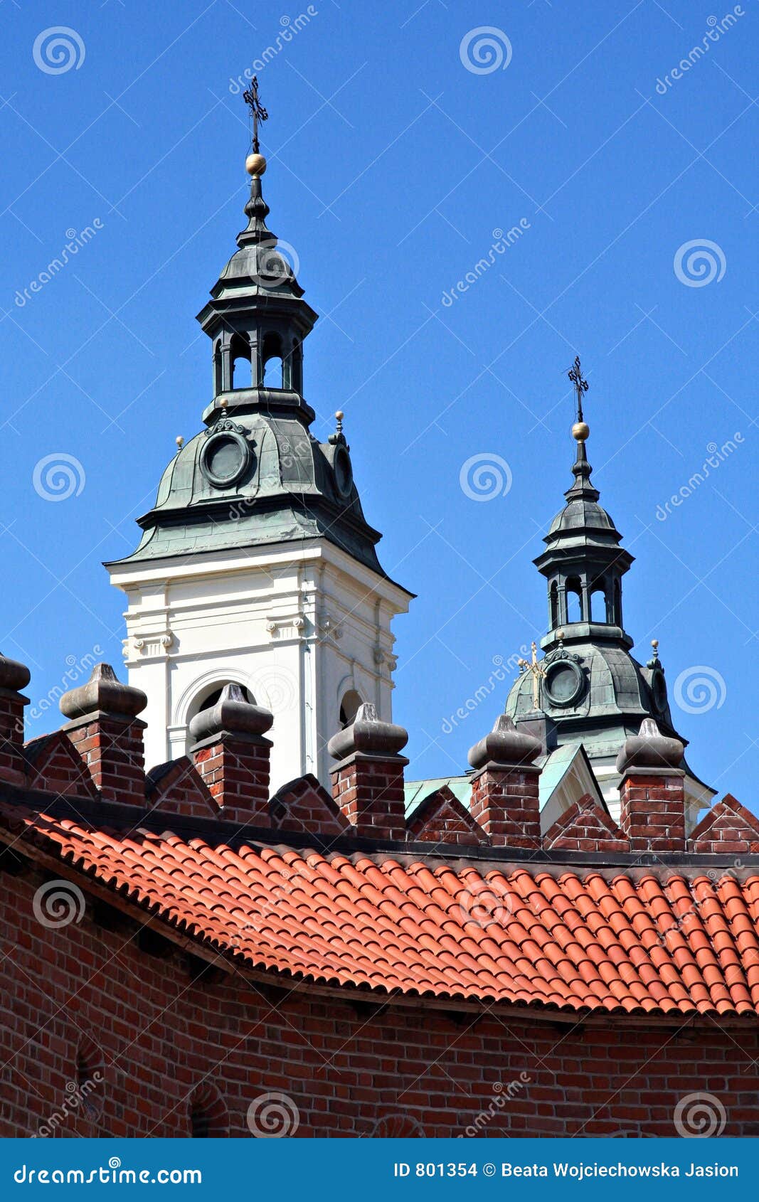 Two Church Towers, And Cloudy Sky In Background Stock Photography ...