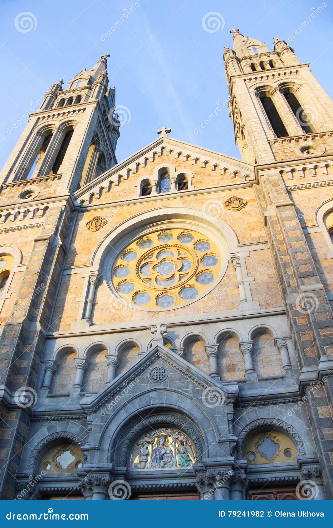 Church Towers on Background of Blue Sky Stock Photo - Image of feature ...