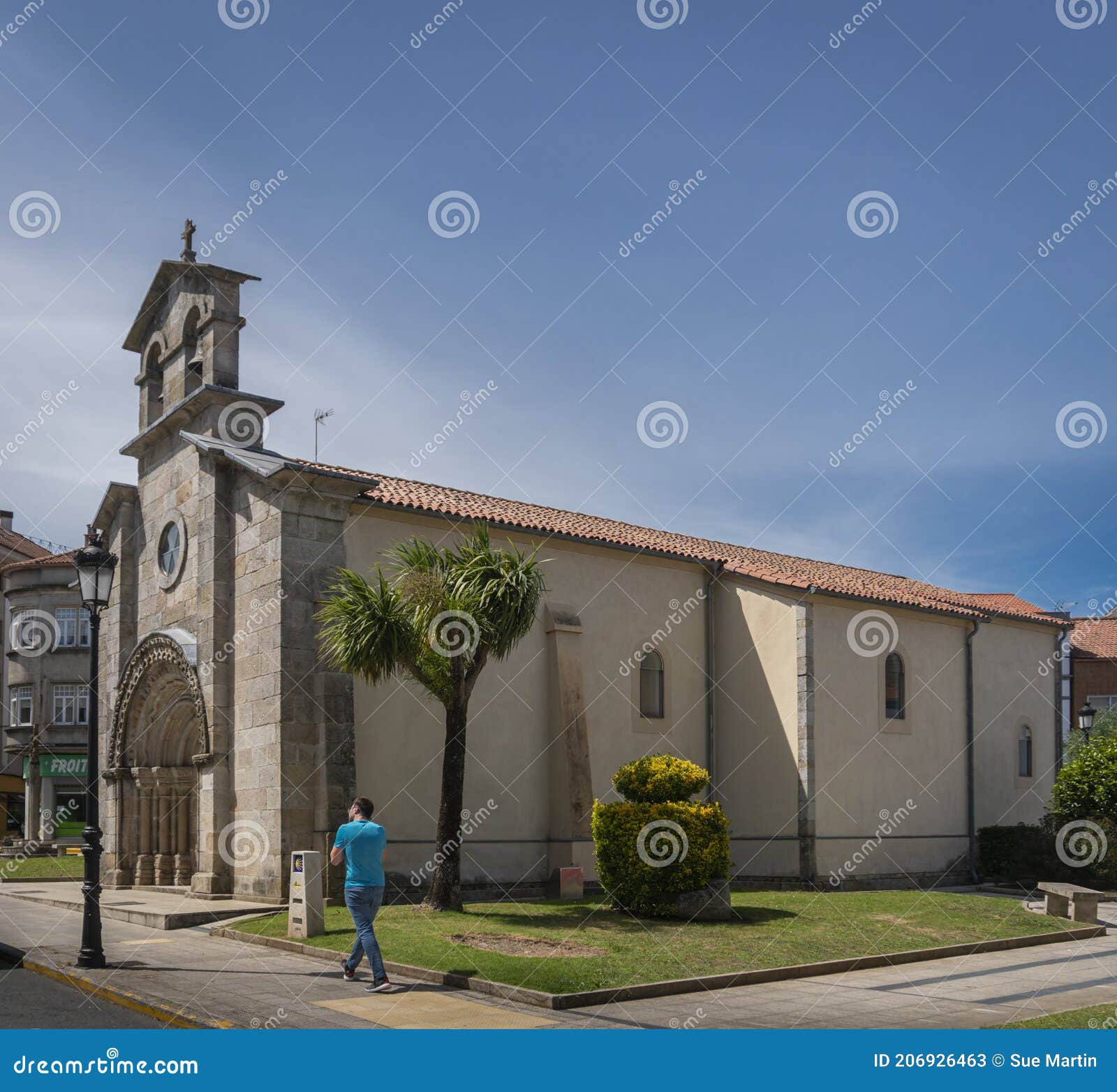 Melide Church, Spain editorial stock photo. Image of tower - 206926463