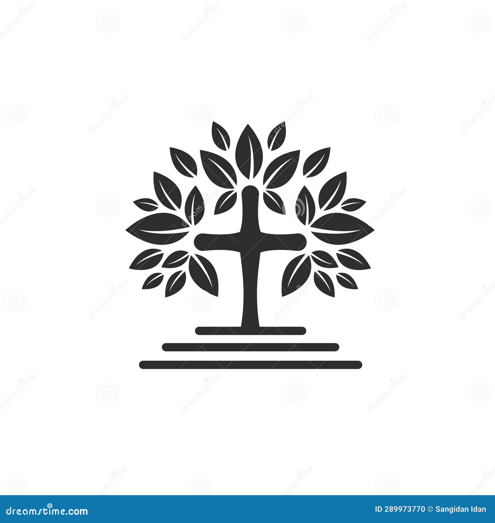 Church Tree Cross Icon Vector Concept Design Template Stock Vector ...