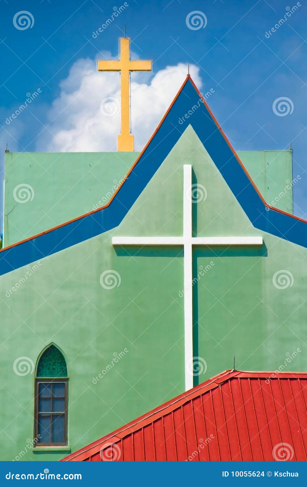 Church two crosses stock photo. Image of belief, roof - 10055624