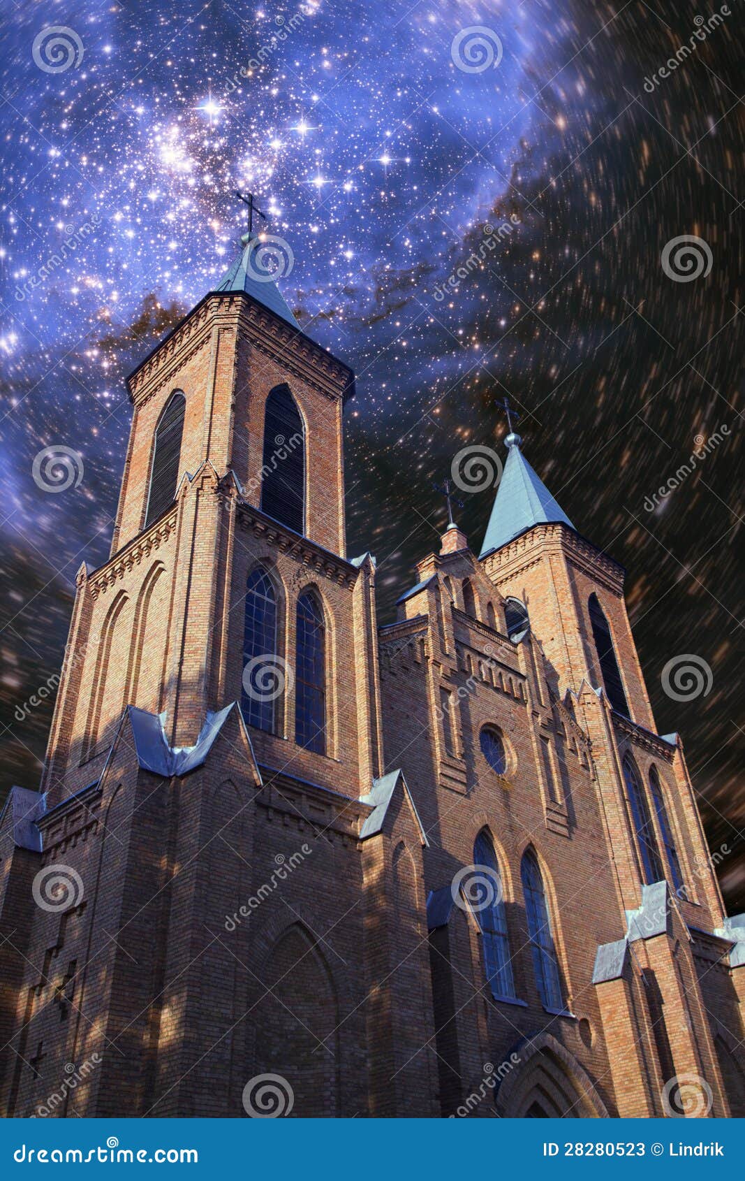 Church under the stars stock image. Image of christianity - 28280523