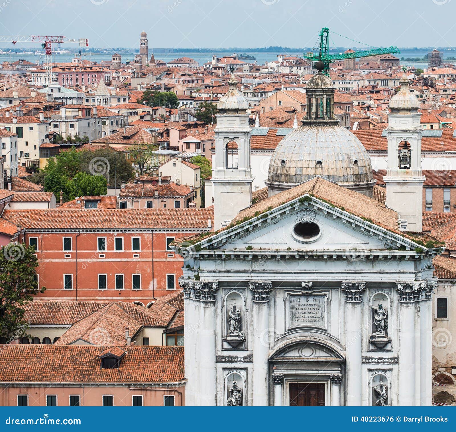 Church with Venice Rooftops Stock Photo - Image of towers, roof: 40223676