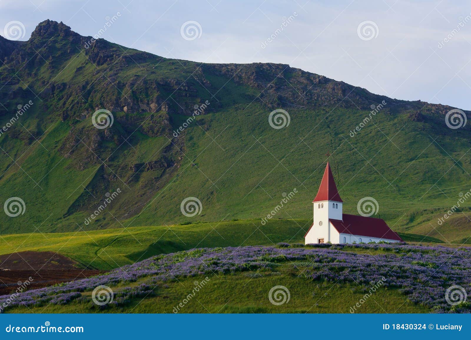 Church in Vik, Iceland stock photo. Image of grass, sunlight - 18430324