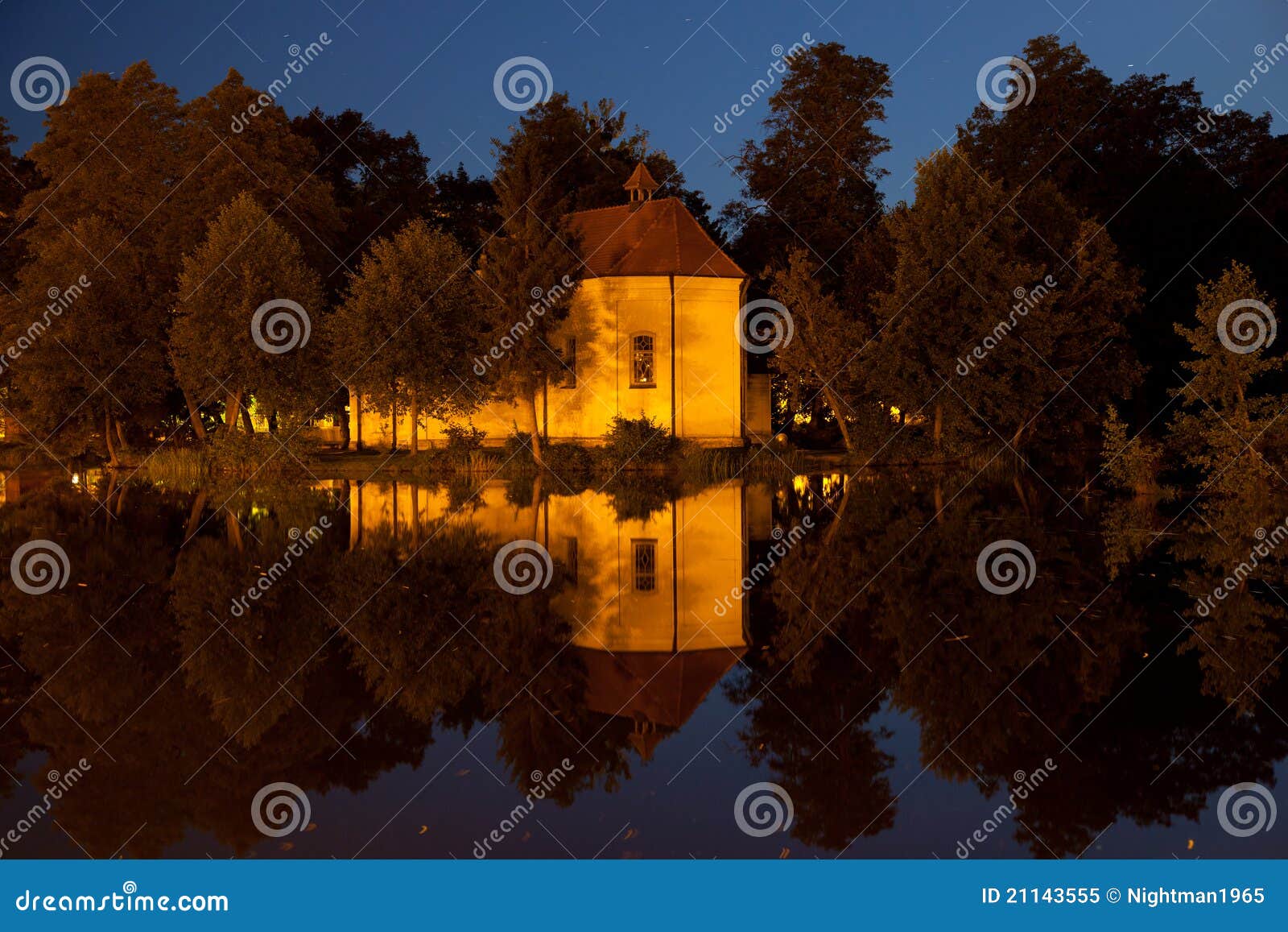 Church on the water stock image. Image of glowing, landscape - 21143555