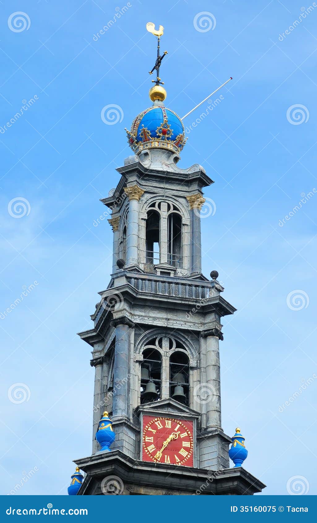 Church Westerkerk in Amsterdam Stock Image - Image of cultural, clock ...
