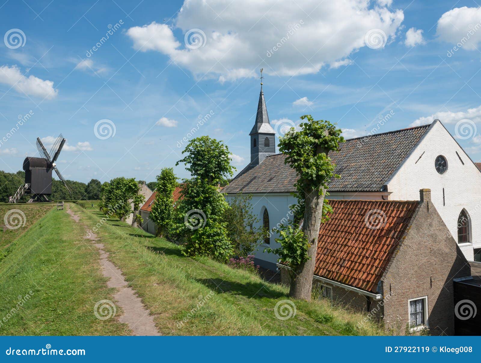 Church and windmill stock image. Image of pittoresque - 27922119