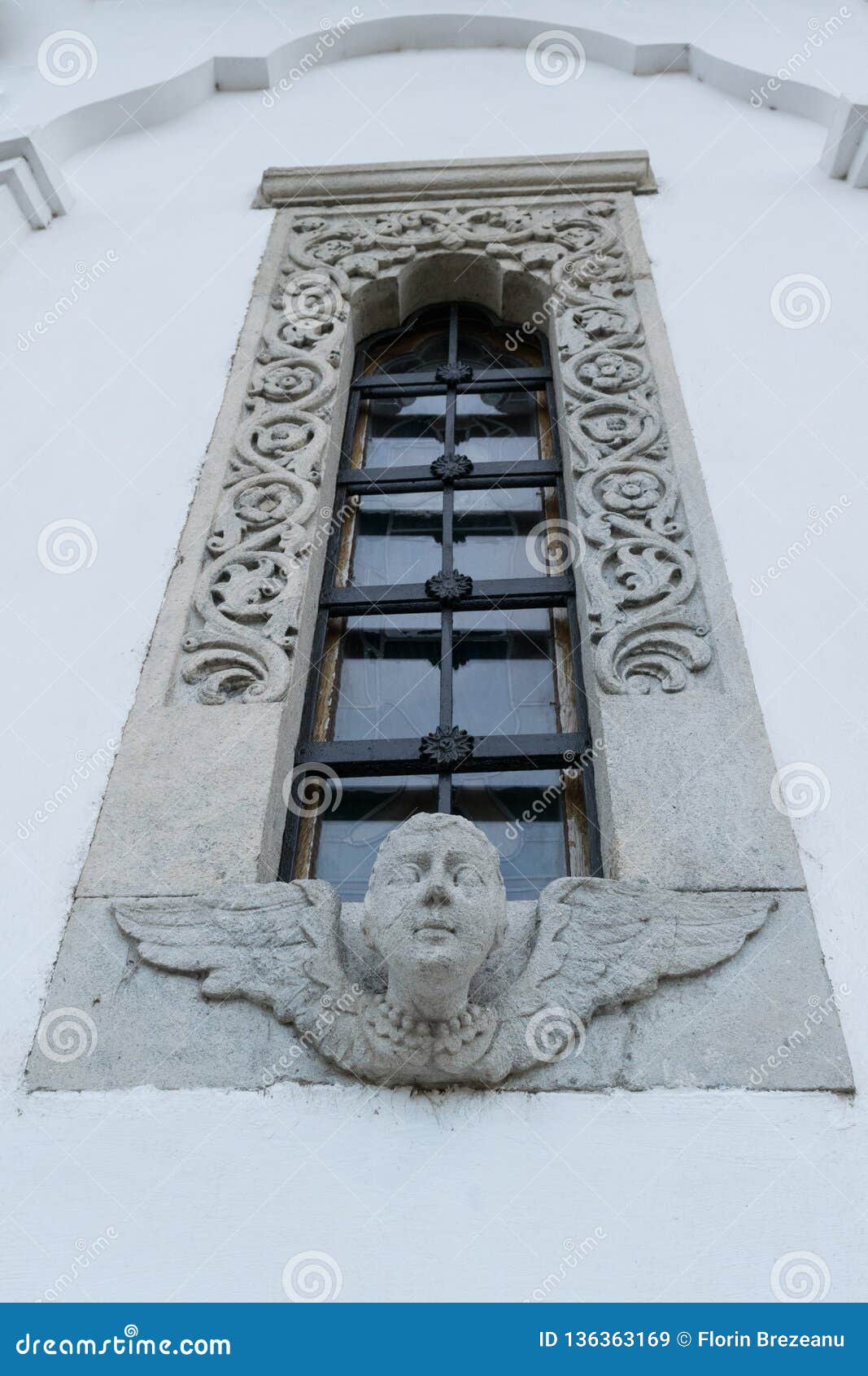 Church Window with Beautiful Elaborate Stone Carved Frame Stock Image ...