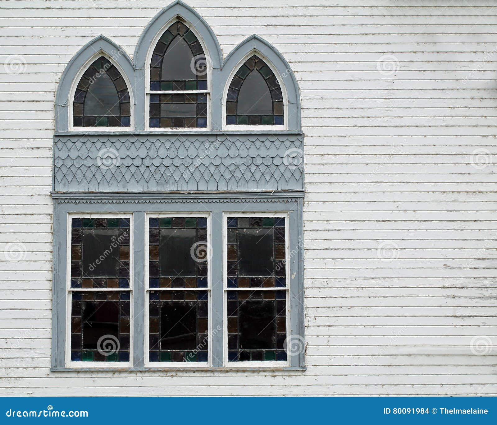 Church Window with Stained Glass and Decorative Gables Stock Photo ...