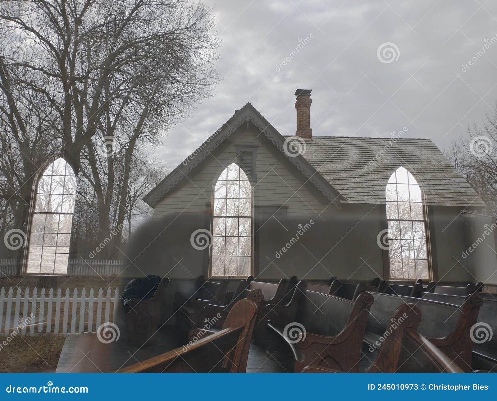 Church Windows and Seats in a House Reflection Stock Image - Image of ...