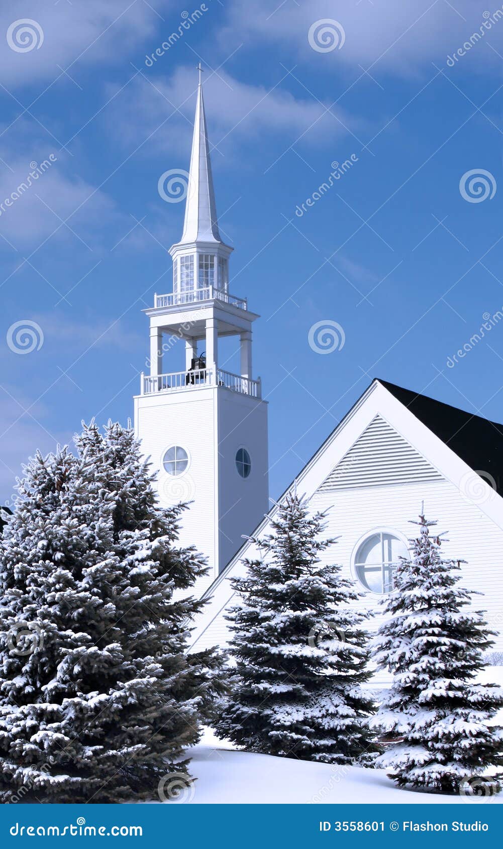 Church in Winter stock image. Image of tower, catholic - 3558601