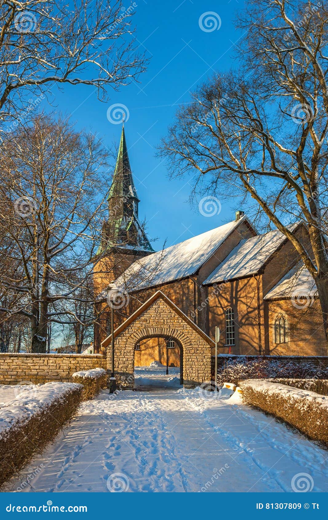 Church in winter stock image. Image of facade, leafless - 81307809