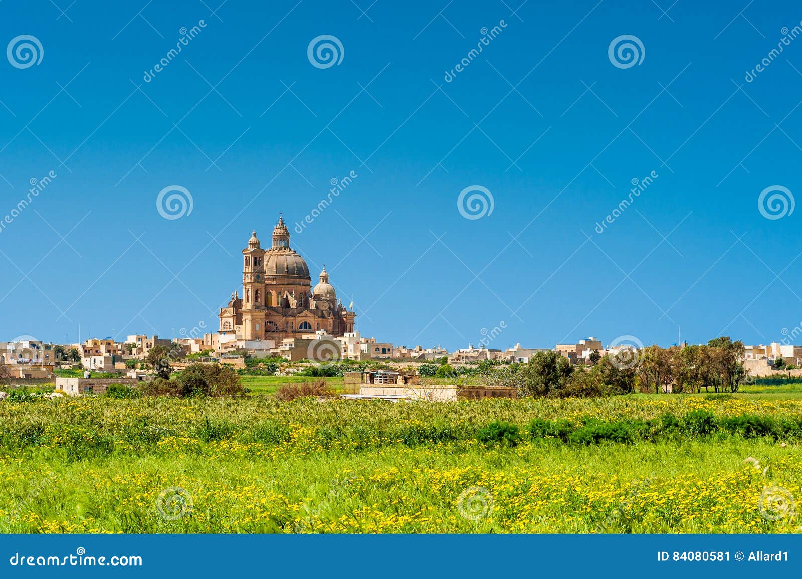 Church in Xewkija Gozo stock image. Image of local, springtime - 84080581
