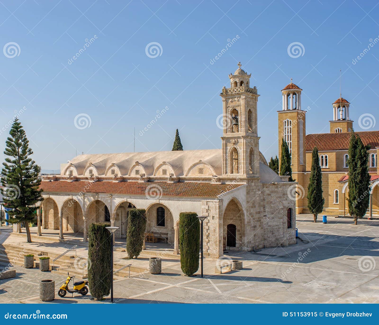 Churches on Central Square of Small Town. Cyprus Stock Image - Image of ...