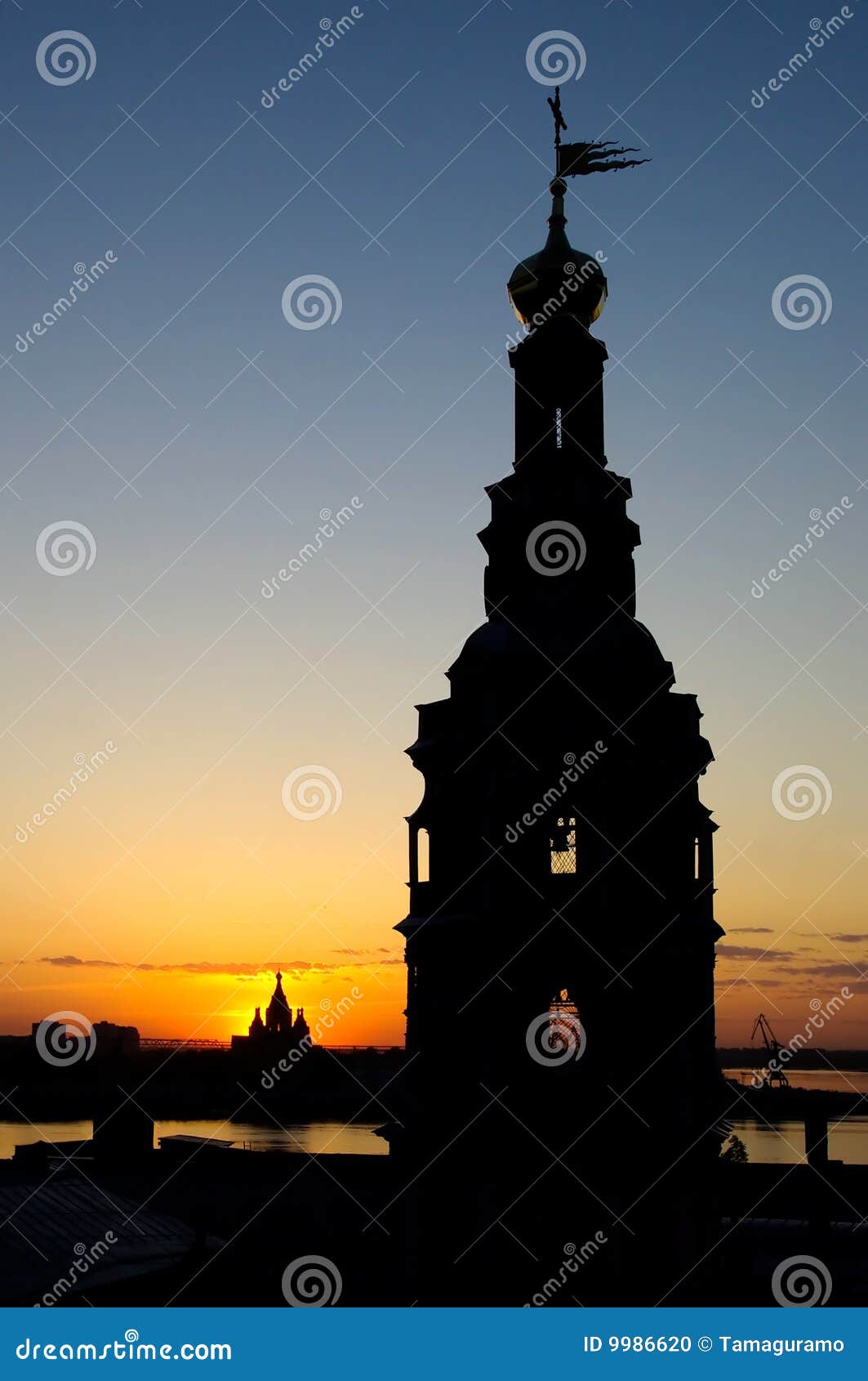 Churches at Evening and Skyline Stock Photo - Image of blue, evening ...