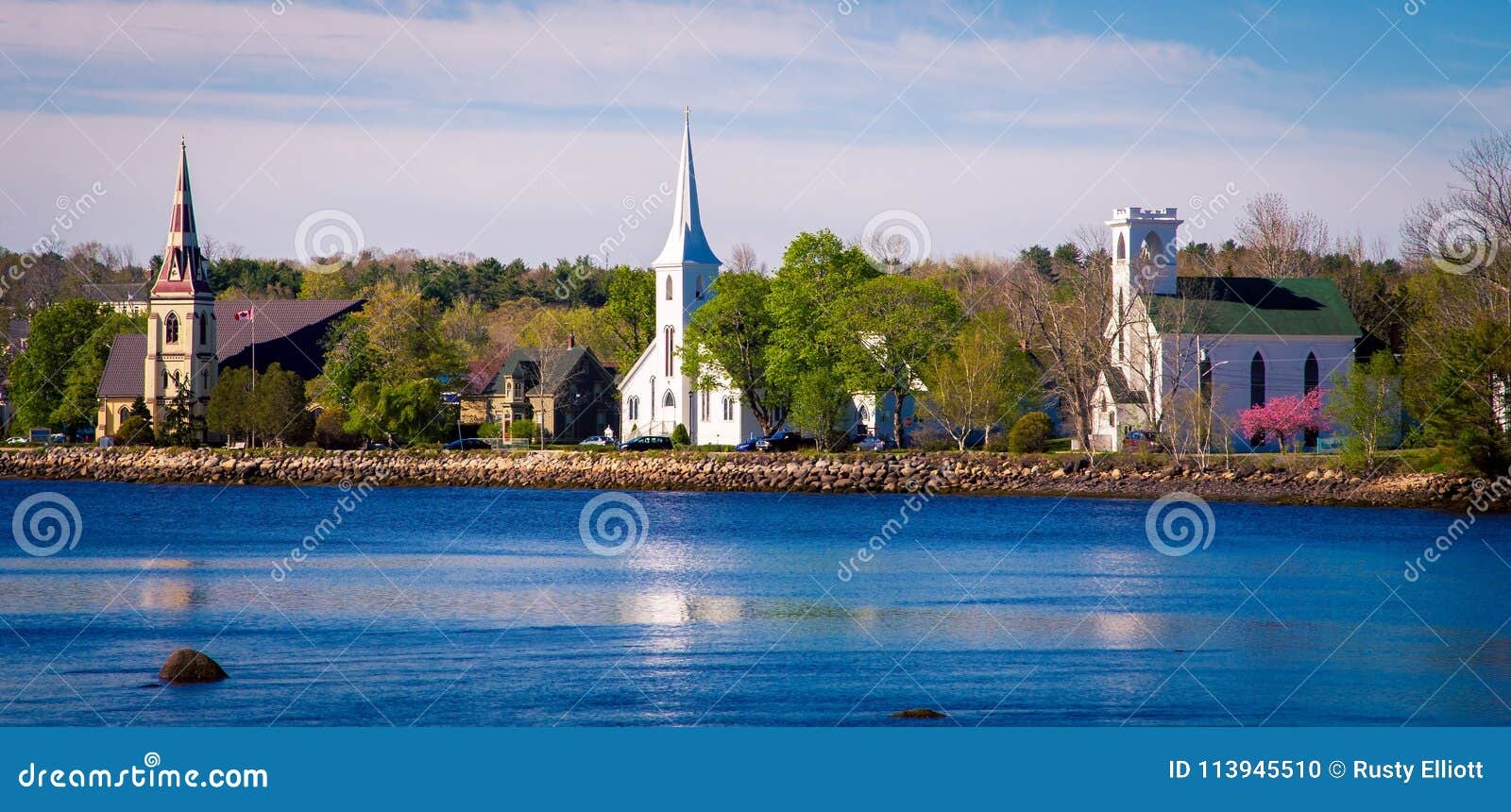 Churches Mahone Bay Nova Scotia Stock Photo - Image of three, church ...