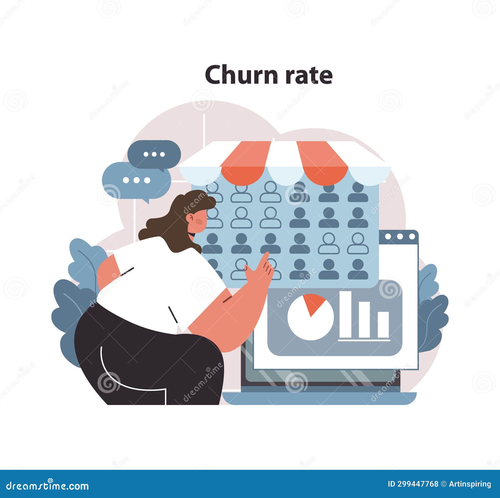 Churn Rate Analytics Concept. Flat Vector Illustration Stock Vector ...