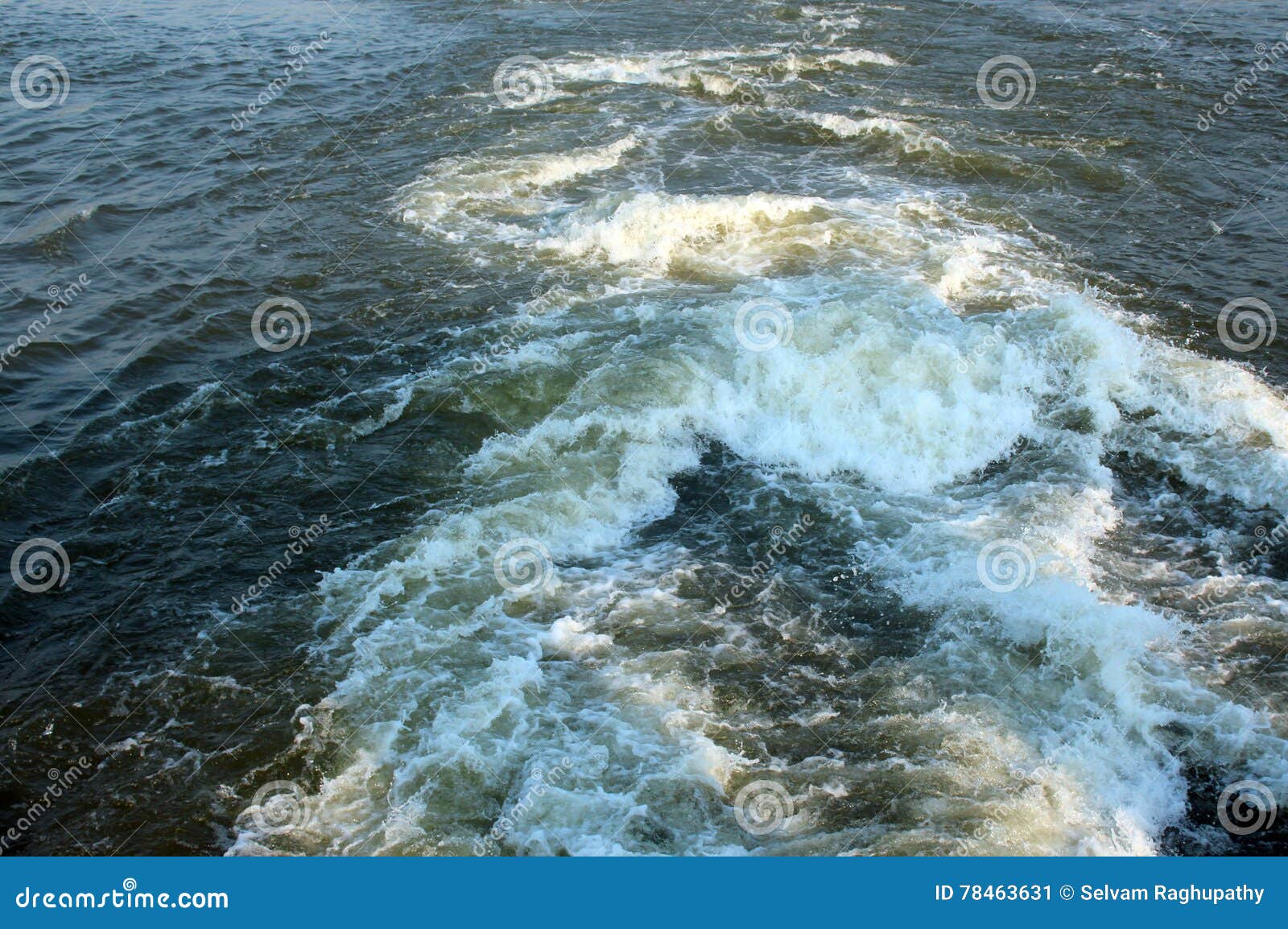Background Of Churning Bubbling Green Water Behind A Boat On The Lake ...
