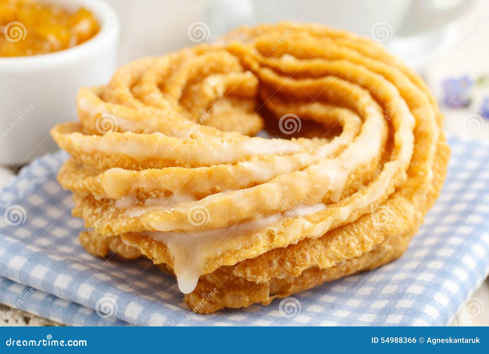 Churro Donuts and Bowl of Honey Stock Photo - Image of gold, gastronomy ...