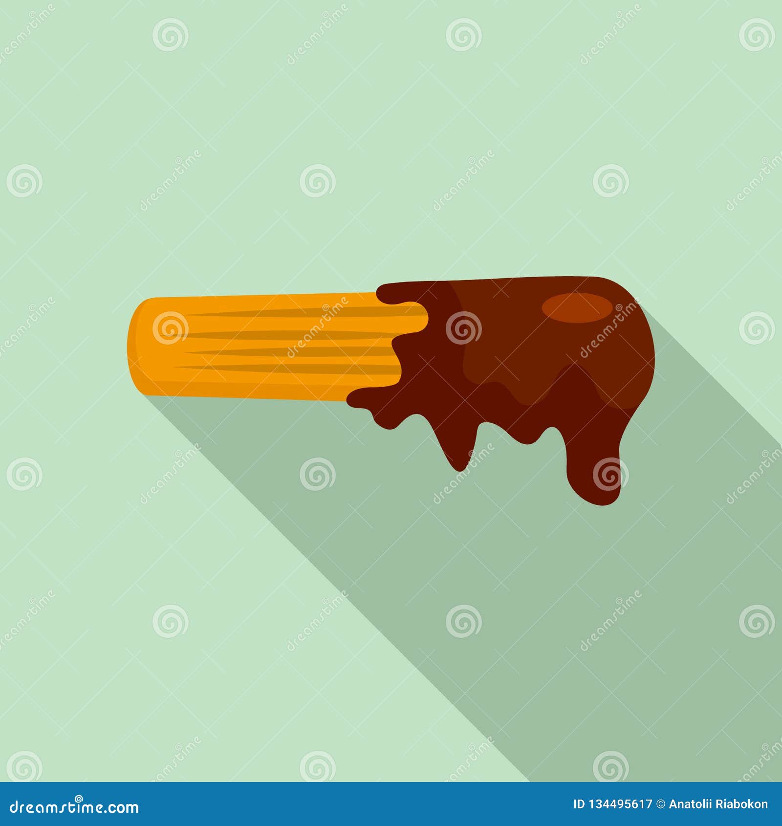 Churro icon, flat style stock vector. Illustration of dessert - 134495617
