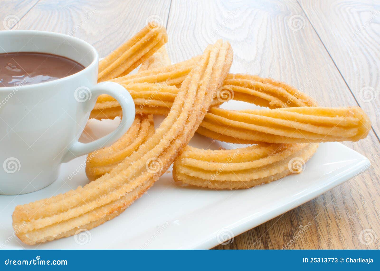 Churros Con Chocolate, A Typical Spanish Sweet Snack Stock Photo ...