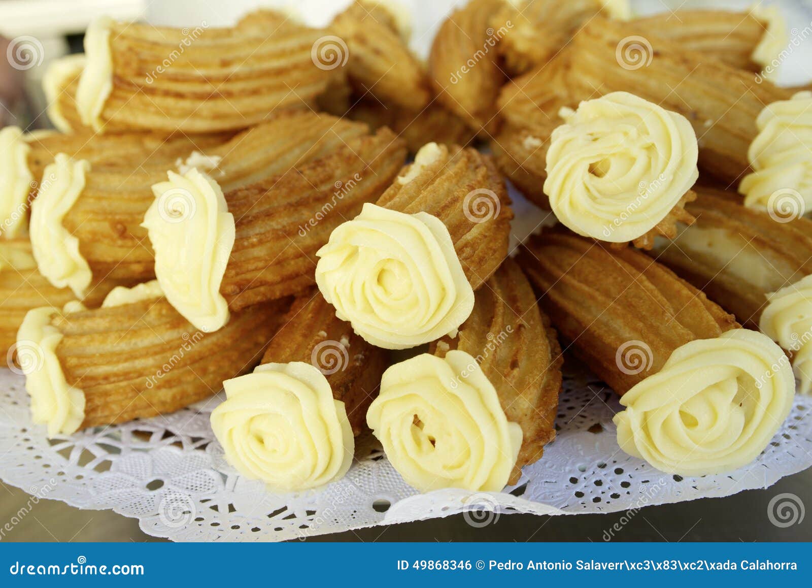 Porras, Thick Churros Typical Of Spain, Dipped In Hot Chocolate Stock ...