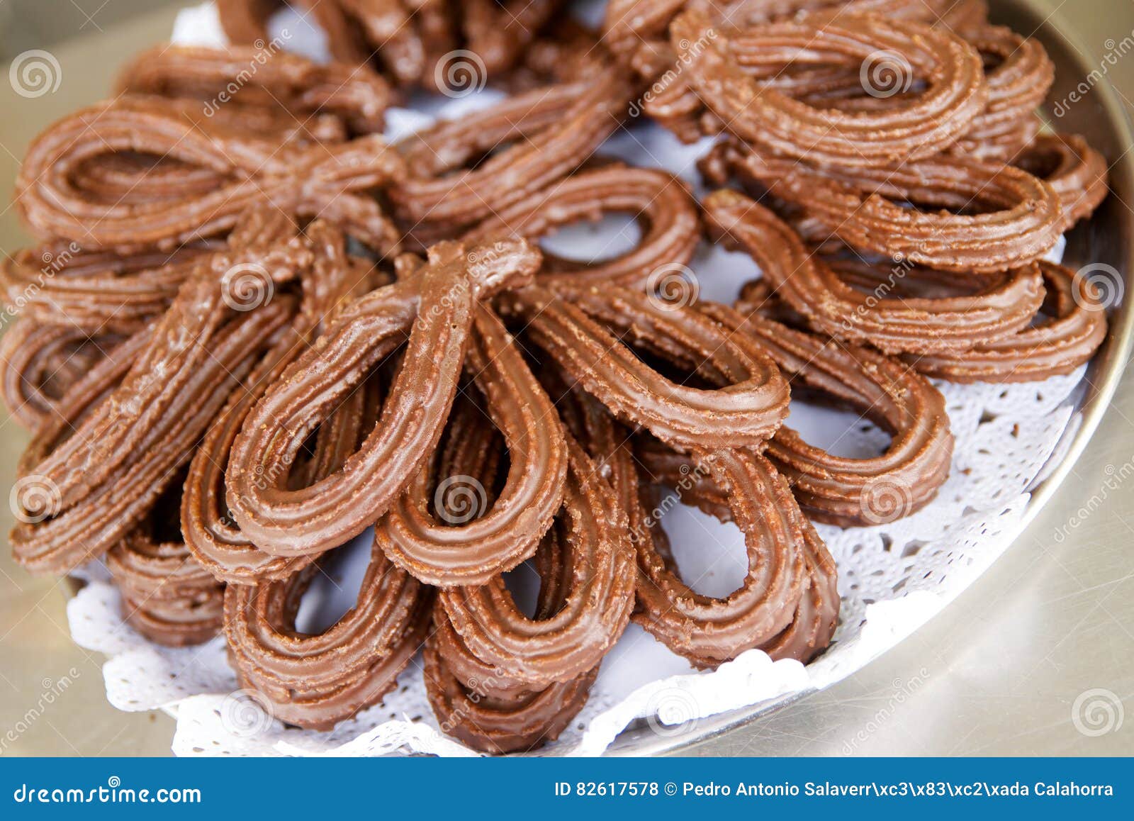 Porras, Thick Churros Typical Of Spain, Dipped In Hot Chocolate Stock ...