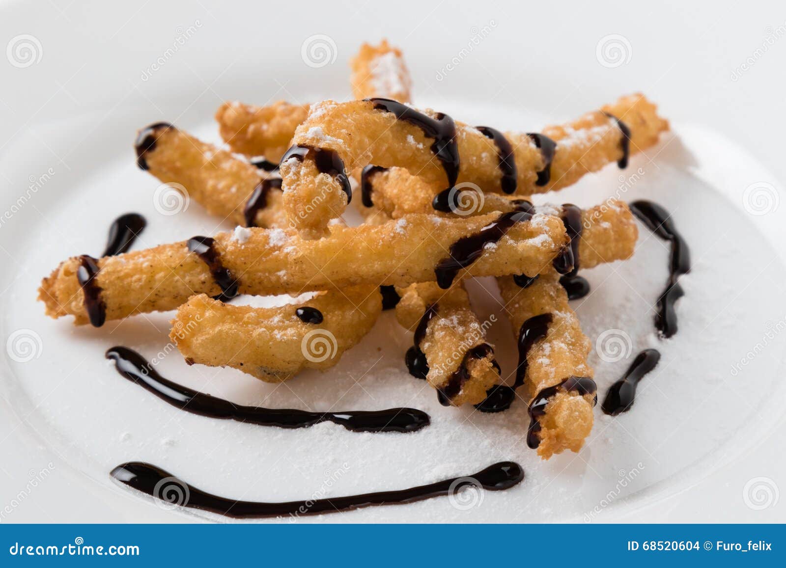 Churros on Plate with Chocolate Stock Photo - Image of tasty, dessert ...