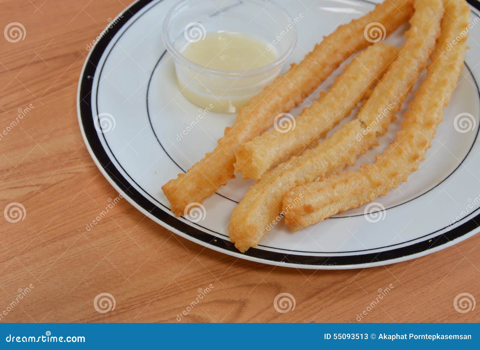 Churros Stick Dipped With Chocolate Ready To Eat, Hot Thick Chocolate ...