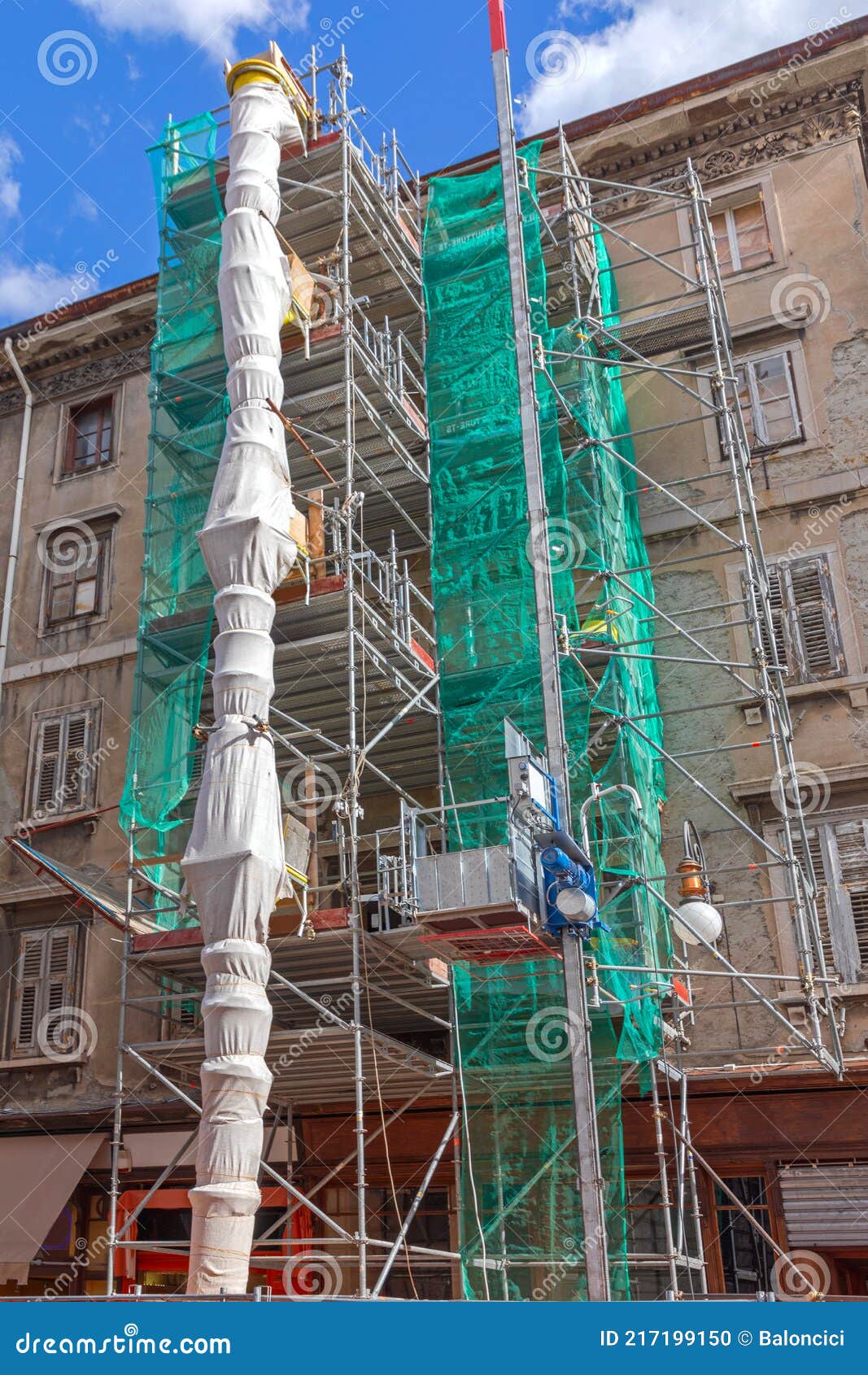 Construction Chute stock photo. Image of european, scaffolding - 217199150