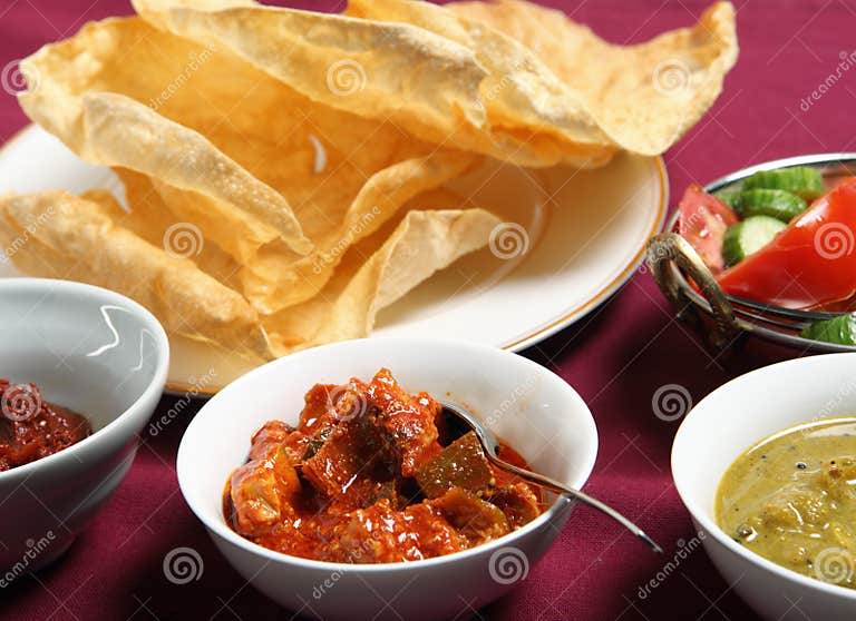 Chutney, Papadums and Salad Stock Image - Image of pickle, mango: 19020305
