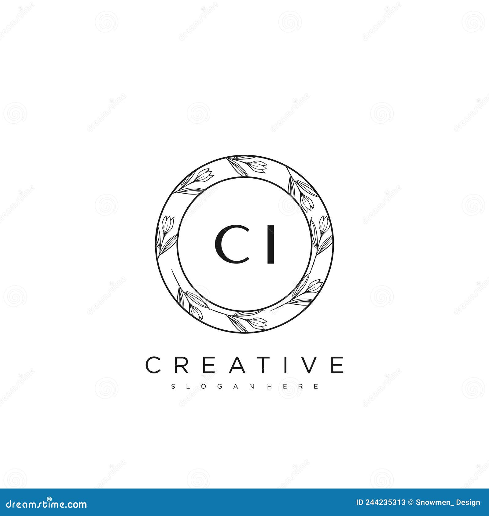 CI Initial Letter Flower Logo Template Vector Premium Vector Art Stock ...