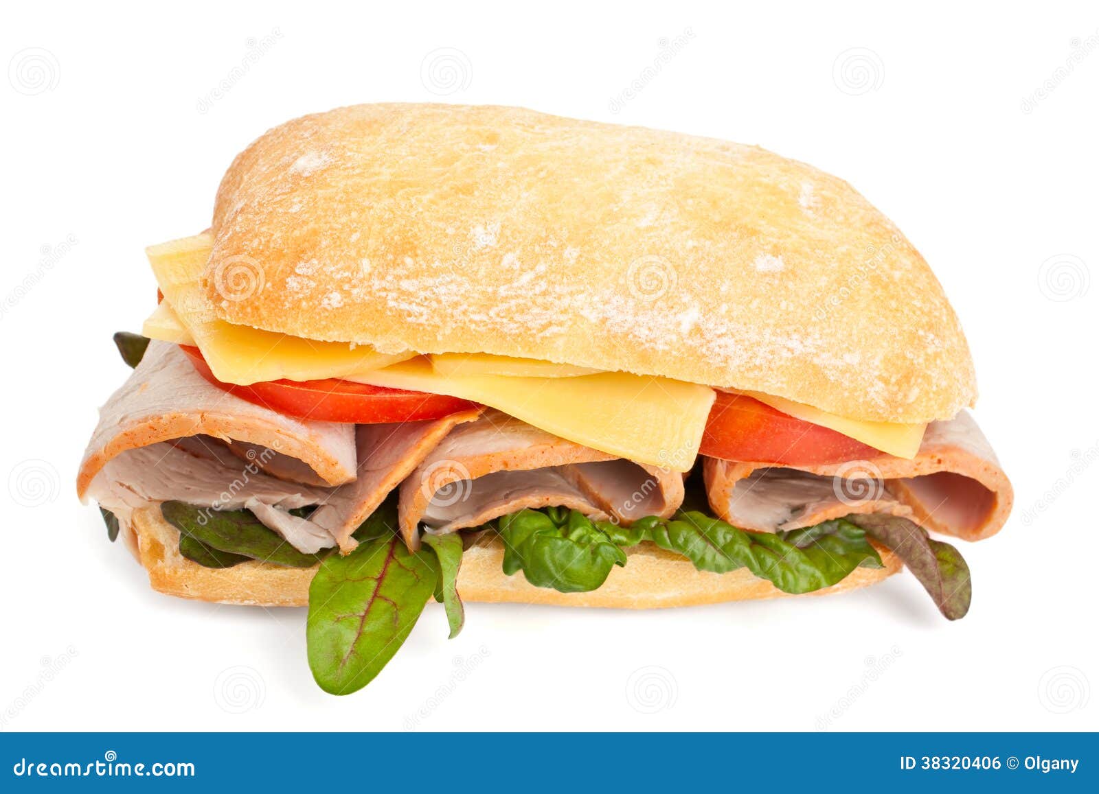Ciabatta Bread Sandwich with Ham and Cheese Stock Photo - Image of ...