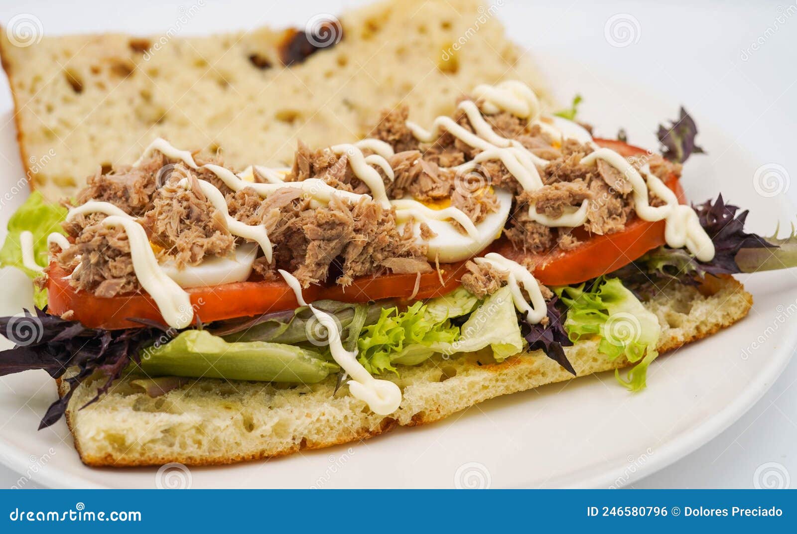 Ciabatta Bread Sandwich with Pulled Pork and Vegetables Stock Photo ...