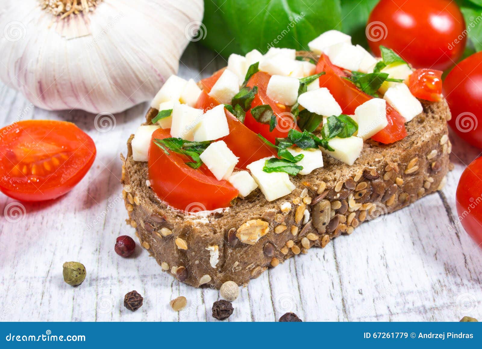 Ciabatta Bread with Tomatoes, Mozzarella and Basil. Stock Image - Image ...