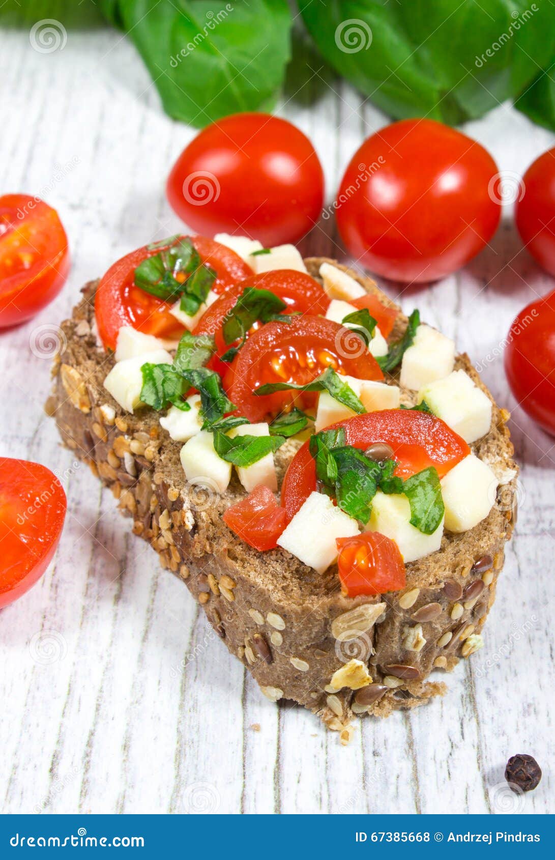 Ciabatta Bread with Tomatoes, Mozzarella and Basil. Stock Photo - Image ...