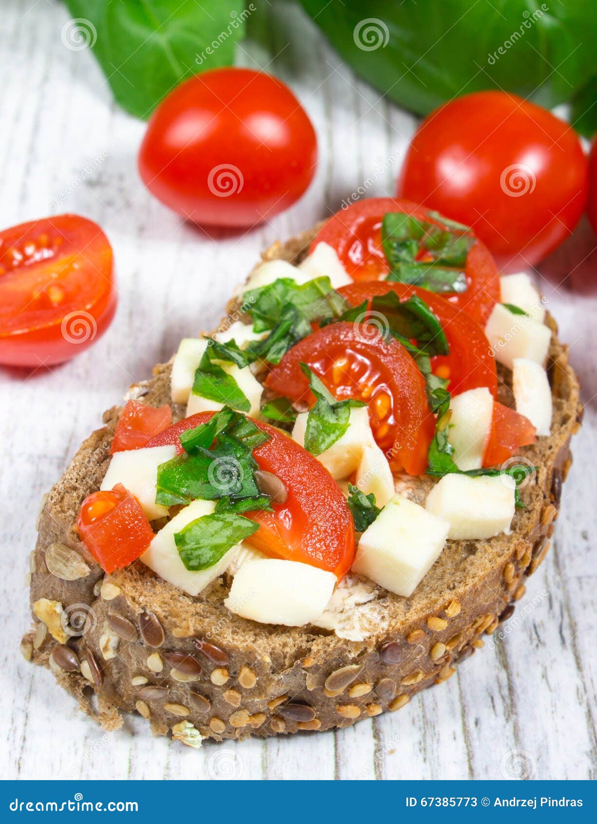Ciabatta Bread with Tomatoes, Mozzarella and Basil. Stock Image - Image ...
