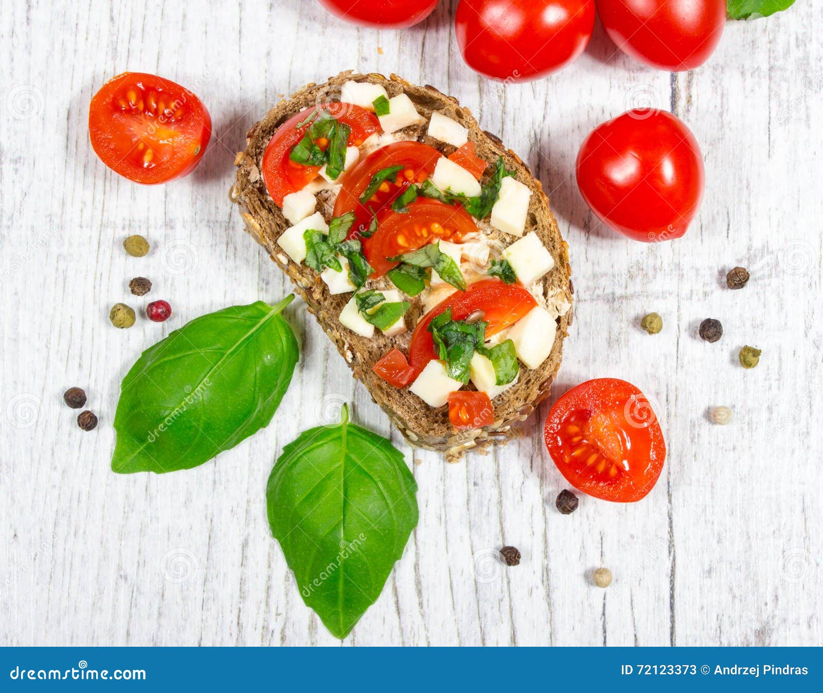 Ciabatta Bread with Tomatoes, Mozzarella and Basil. Stock Image - Image ...