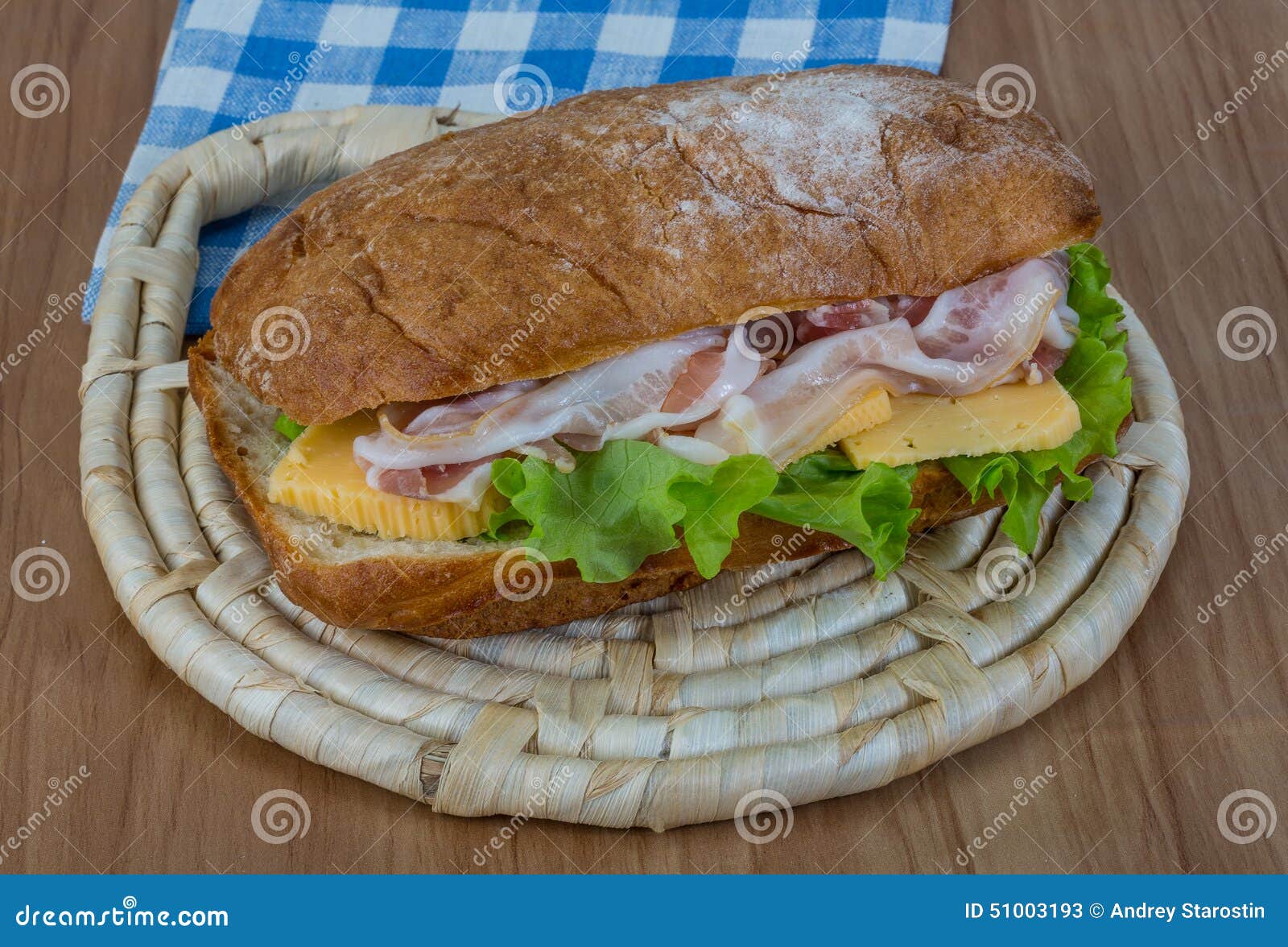 Ciabatta with Cheese and Bacon Stock Image - Image of focaccia, tomato ...