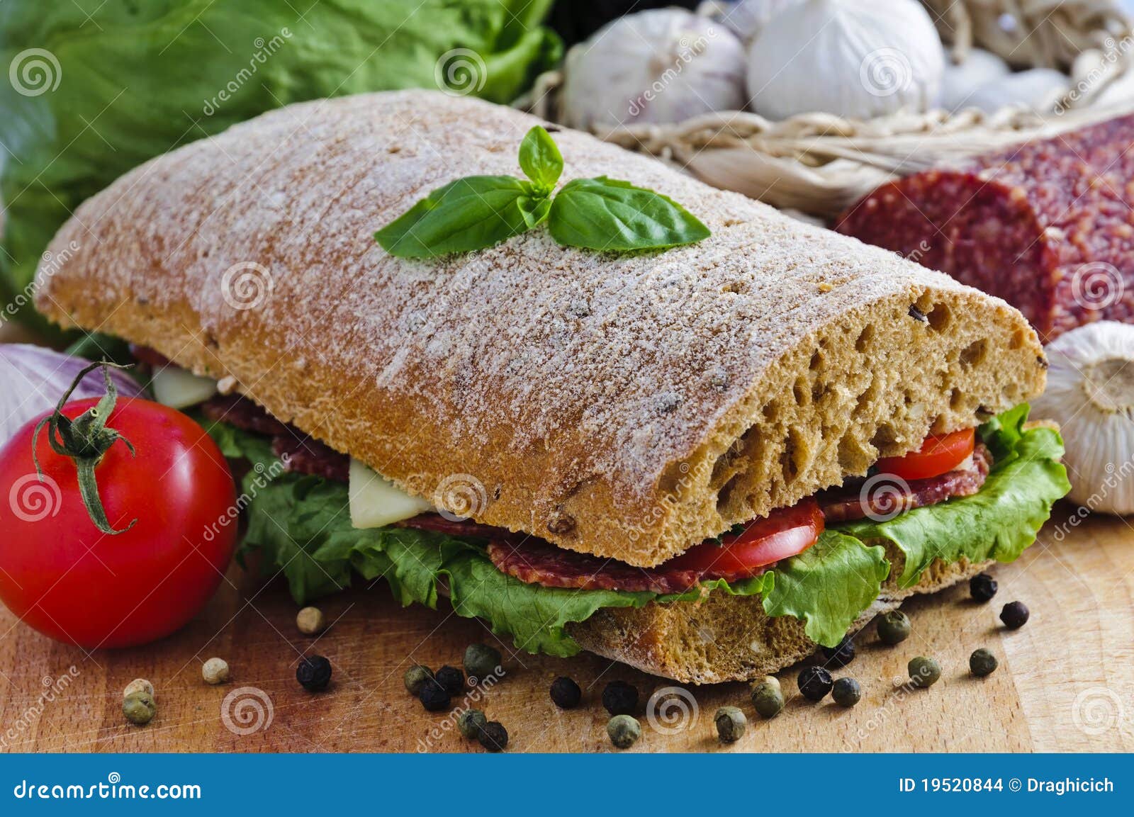 Ciabatta sandwich stock photo. Image of lettuce, ciabatta - 19520844