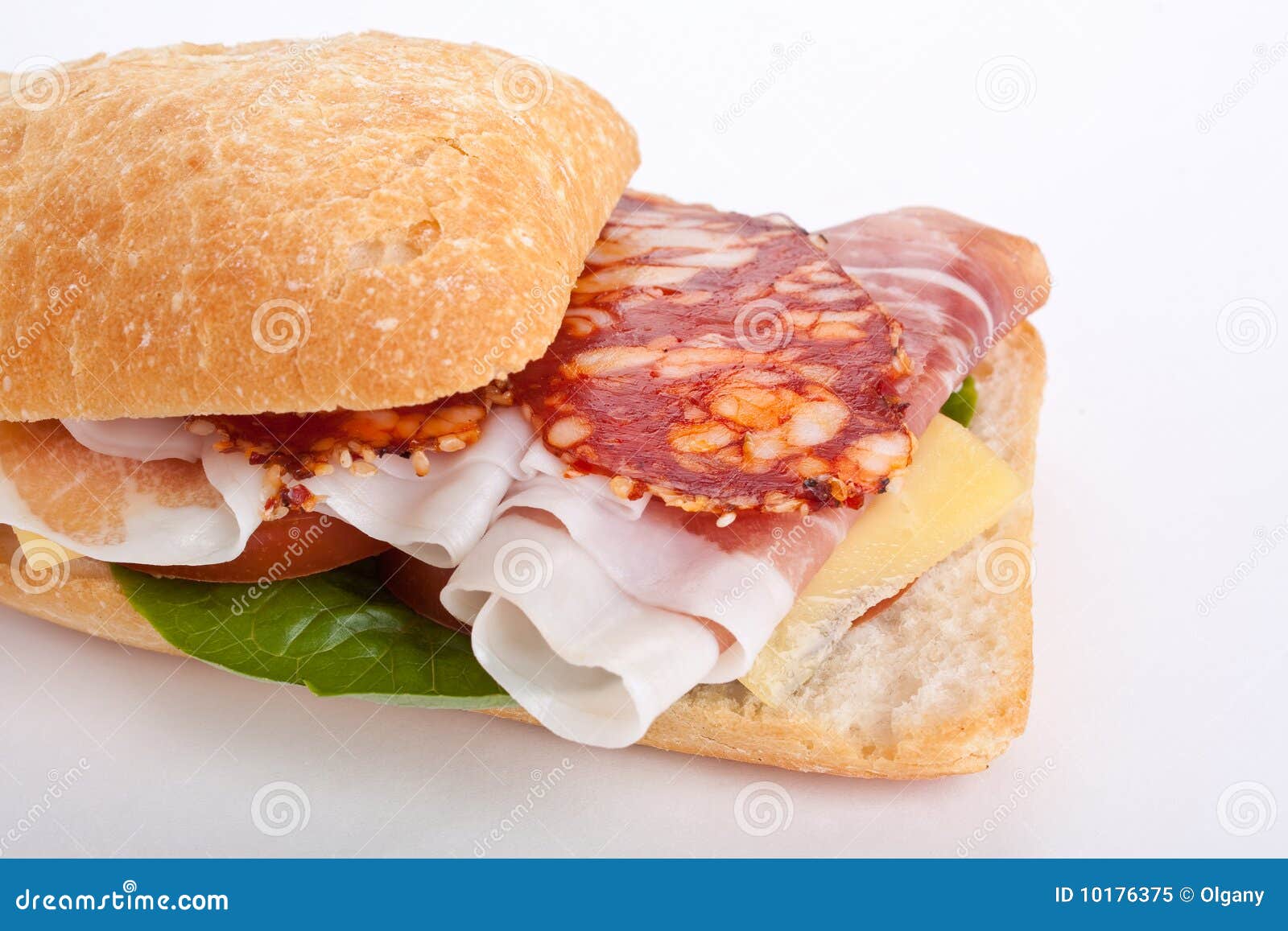 Ciabatta Sandwich Stuffed with Sliced Delicacies Stock Image - Image of ...
