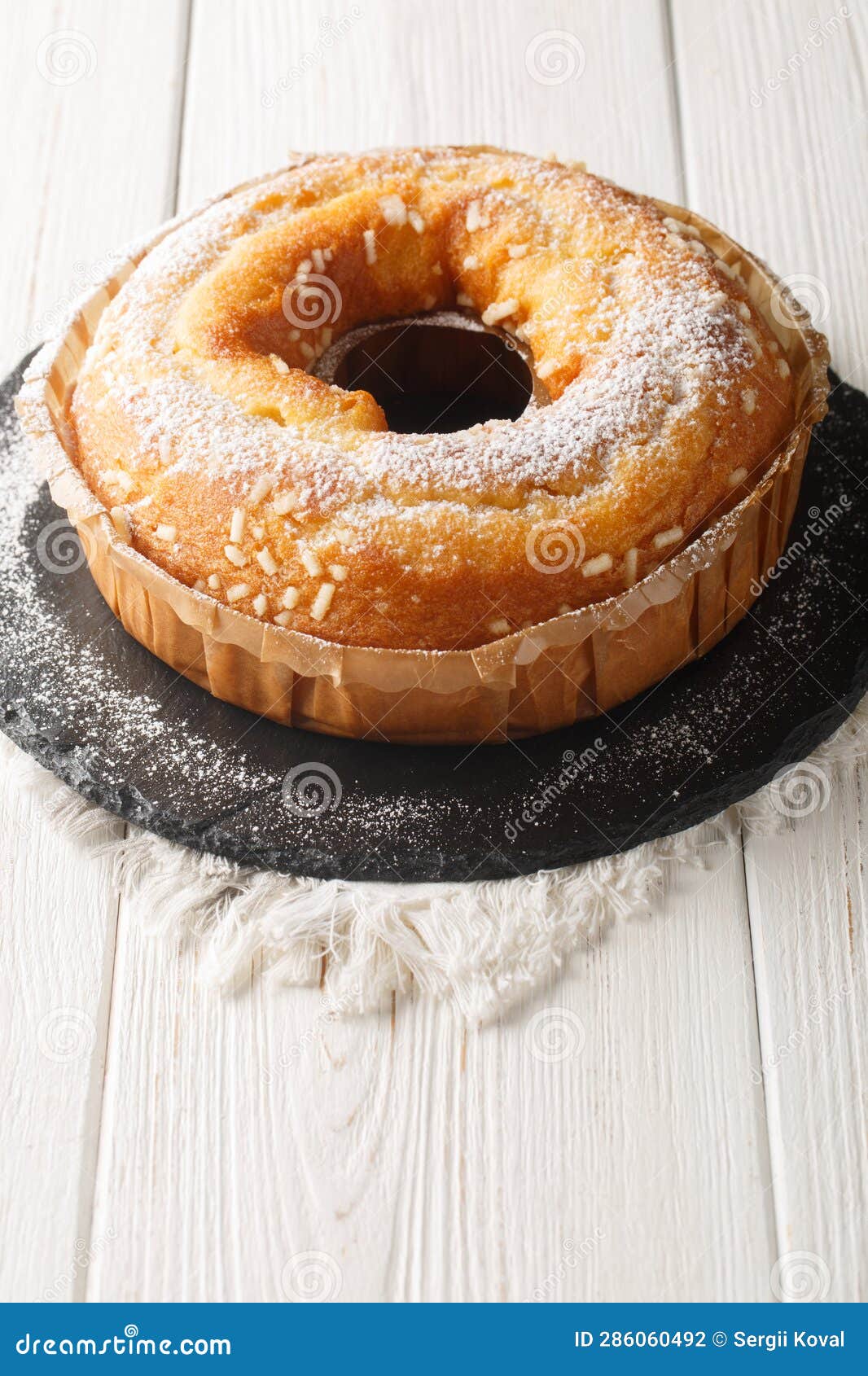 Ciambella is an Italian Ring Shaped Cake with Granulated Sugar Closeup ...