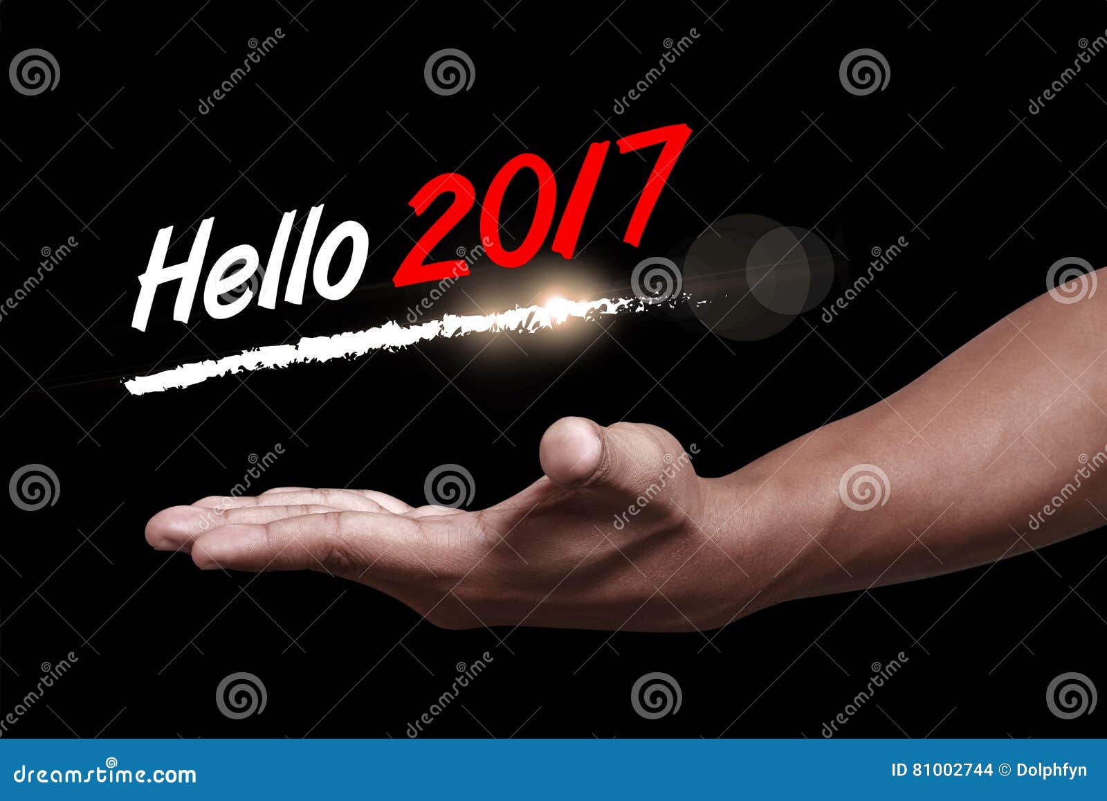 Ciao 2017 con la mano fotografia stock. Immagine di ciao - 81002744