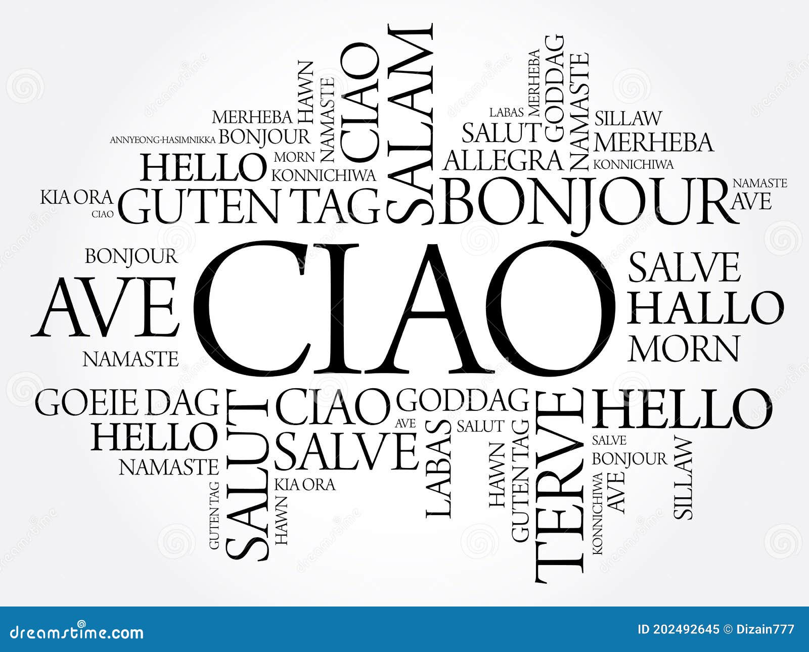 Ciao (Hello Greeting in Italian) Word Cloud in Different Languages ...