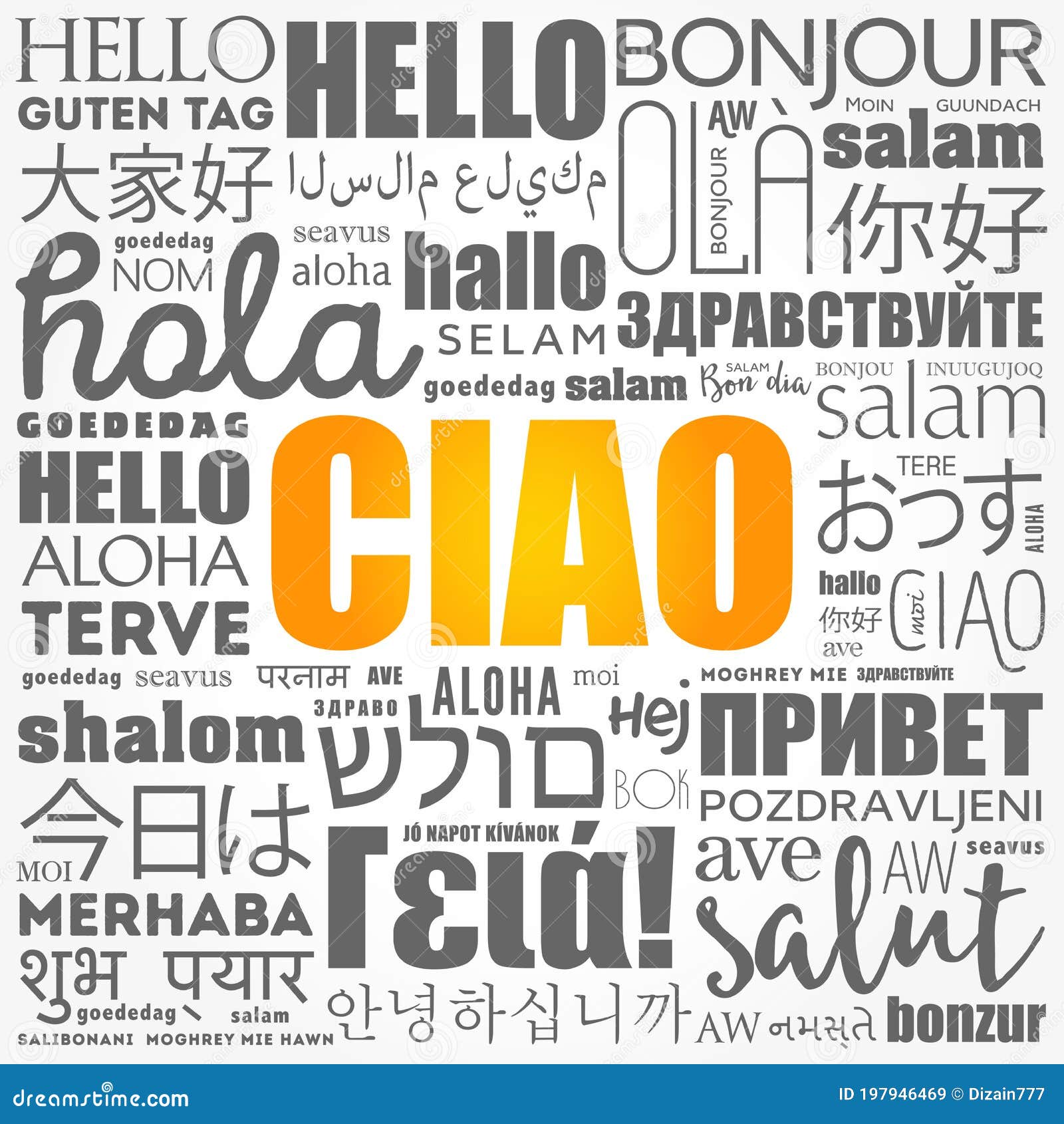 Ciao Hello Greeting in Italian Word Cloud Stock Image - Image of ...