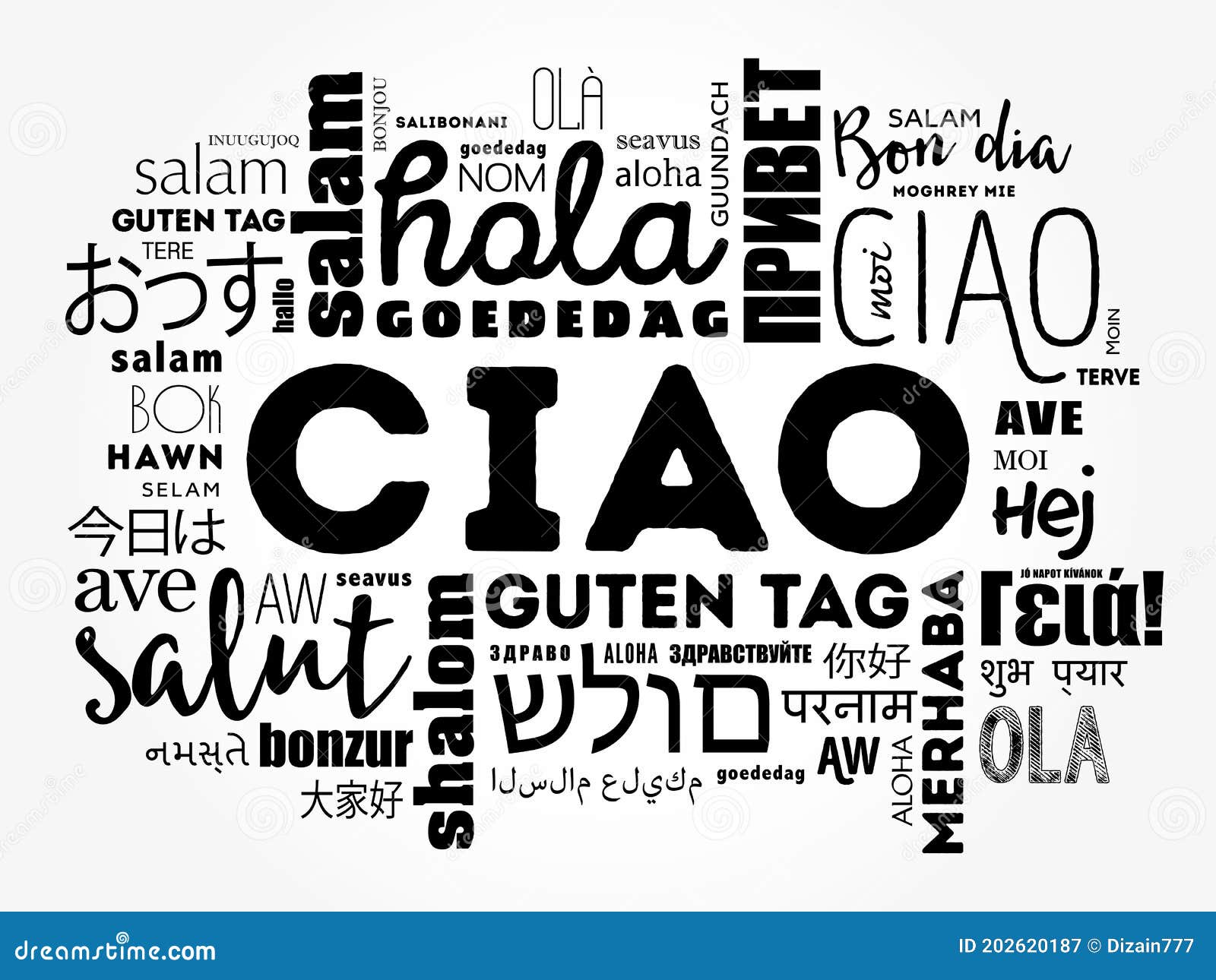Ciao (Hello Greeting in Italian) Word Cloud in Different Languages ...