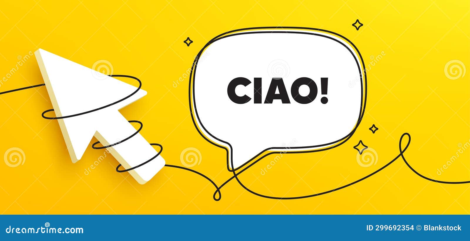 Ciao Welcome Tag. Hello Invitation Offer. Continuous Line Chat Banner ...