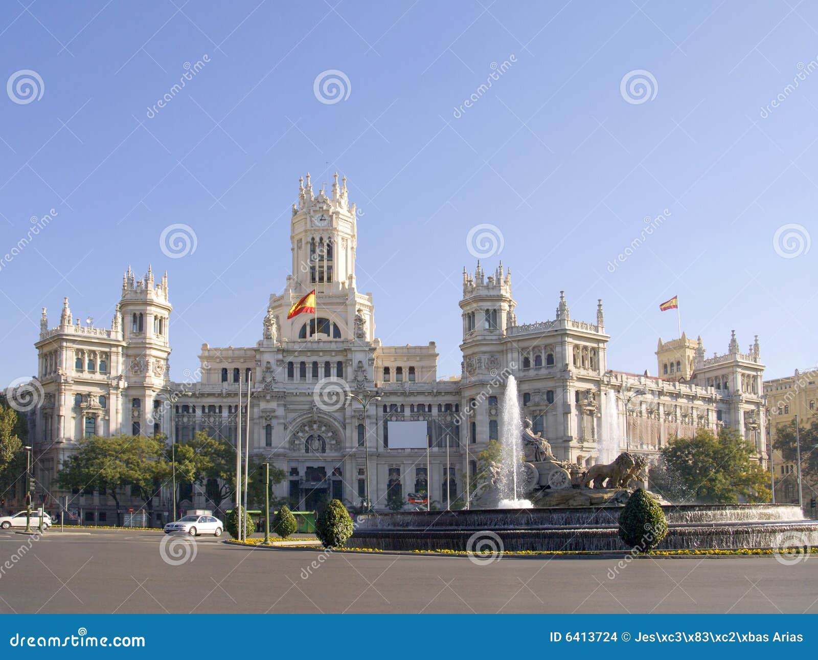 Cibeles Square and Palace of Communications, Madri Stock Photo - Image ...