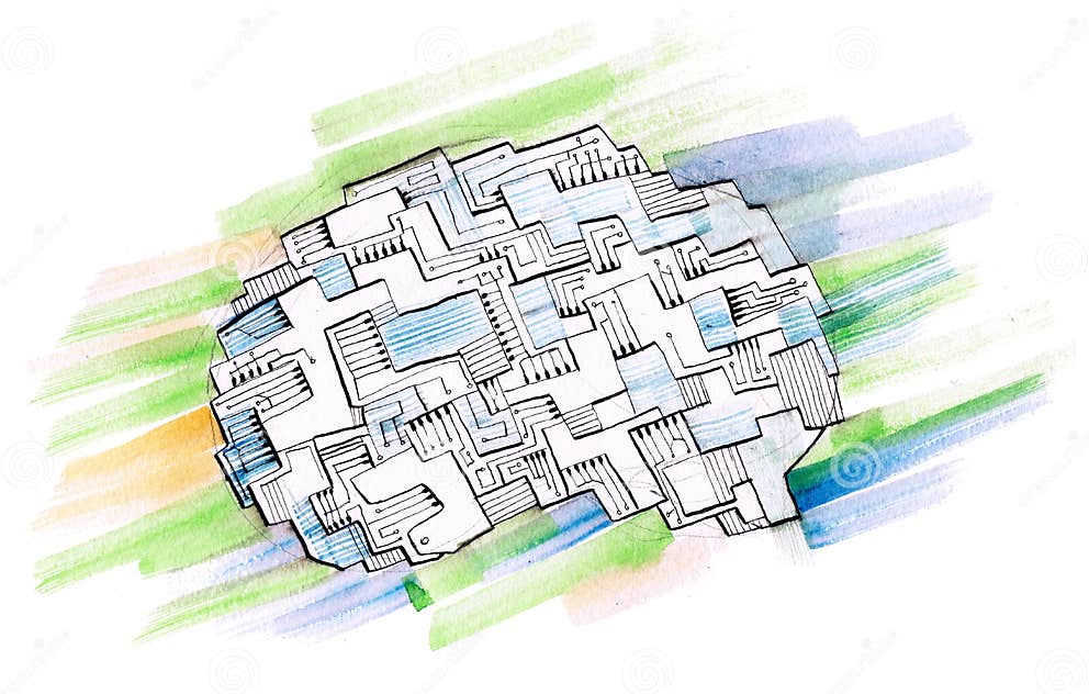 Ciber brain stock illustration. Illustration of material - 23844151