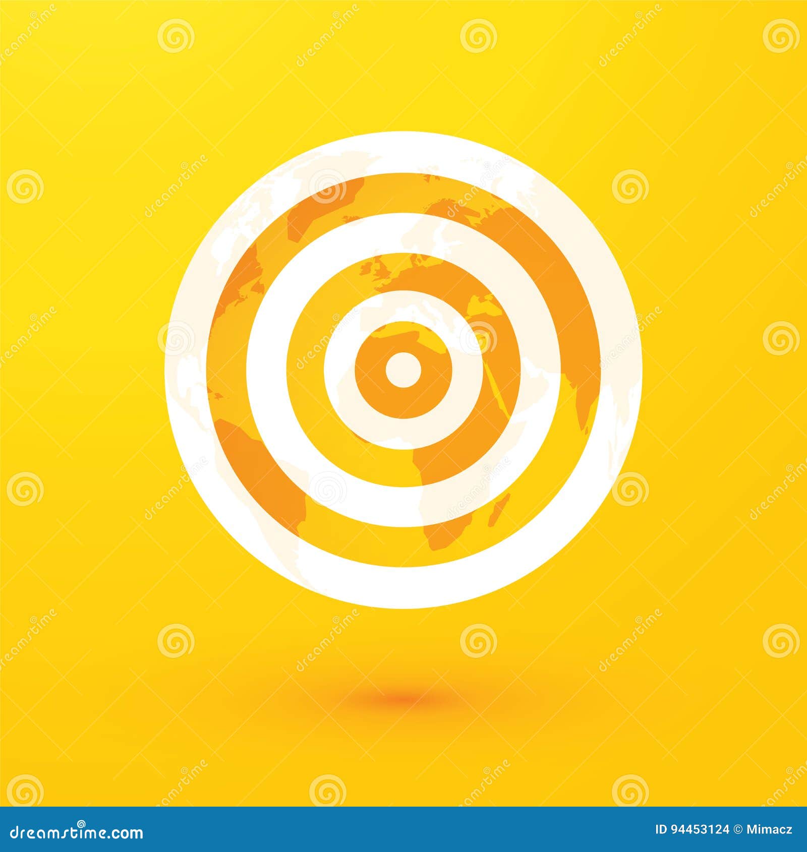 Cible Et Carte Jaune Du Monde Illustration de Vecteur - Illustration du ...